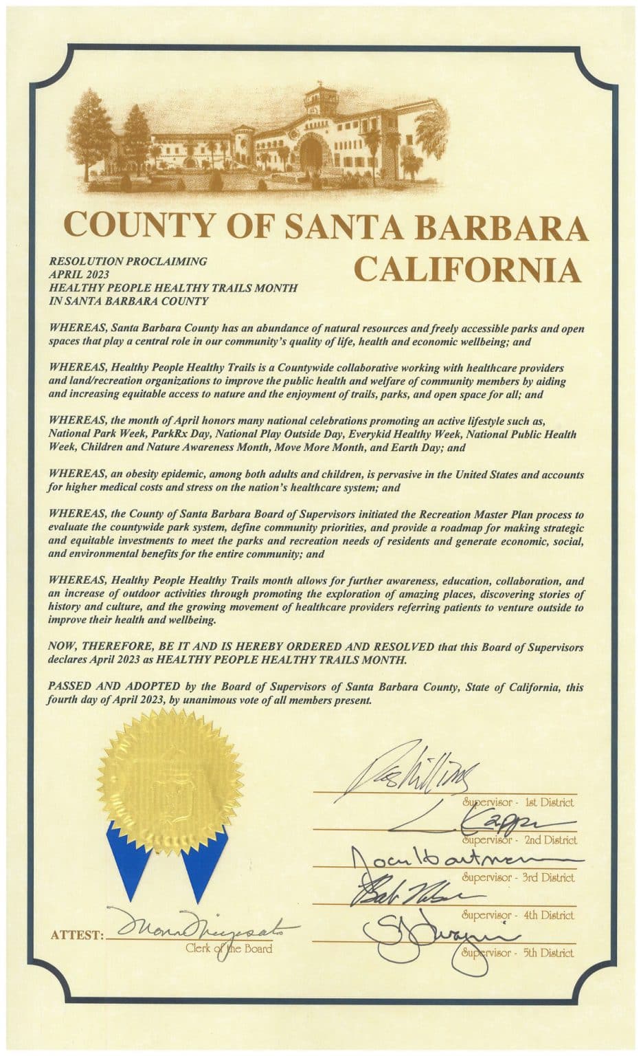 Healthy People Healthy Trails Recognized by BOS - Healthy People ...